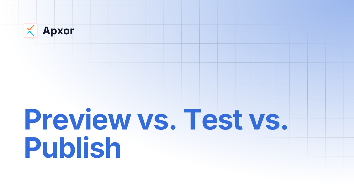 Preview vs. Test vs. Publish | Apxor